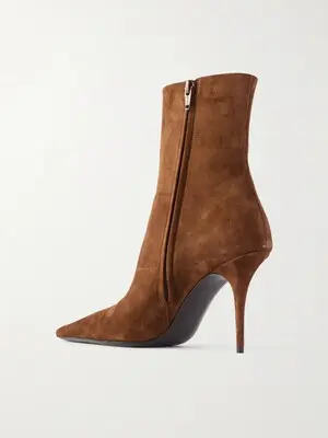 Saint Laurent Ashley Suede Ankle Boots - Brown