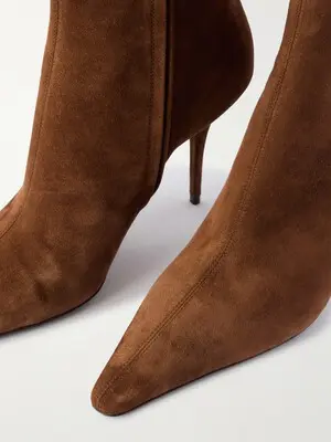 Saint Laurent Ashley Suede Ankle Boots - Brown