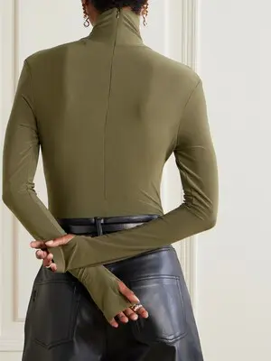 Norma Kamali Stretch-jersey Turtleneck Bodysuit - Brown