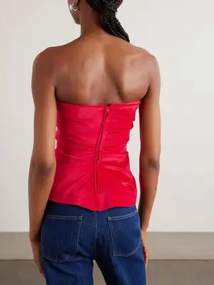 Tove Izel Stretch-cotton And Modal-blend Velvet Bandeau Top - Red