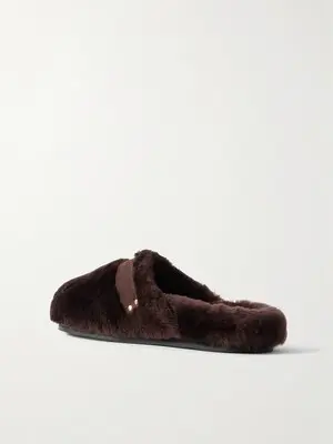 ANCIENT GREEK SANDALS Vasilitsa Buckled Shearling Clogs - Brown