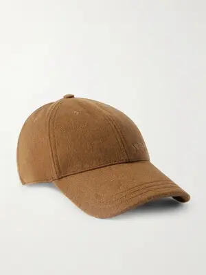Saint Laurent Embroidered Brushed-cashmere Baseball Cap - Brown