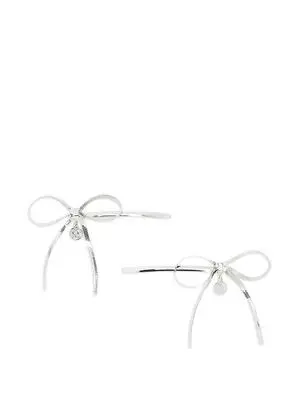 MAISON MICHEL Bow-embellished Hair Slides - Silver