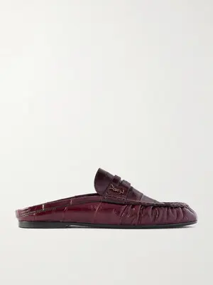 Saint Laurent Le Loafer Eel Slippers - Burgundy