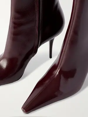 Saint Laurent Ashley Polished-leather Ankle Boots