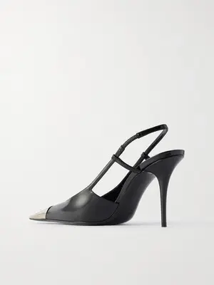Saint Laurent Jeanne Embellished Slingback Pumps - Black