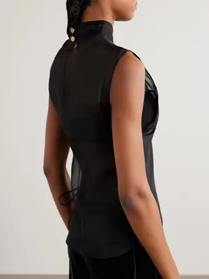 Le Kasha Anzio Silk-tulle Top