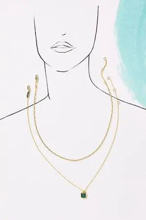 ANA LUISA Temple Green Layered Necklaces, Set Of 2
