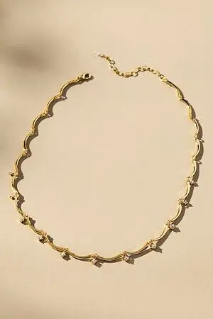 Anthropologie Crystal Scallop Necklace - Gold