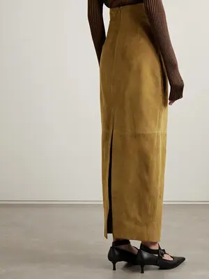 Khaite Loxley Suede Maxi Skirt