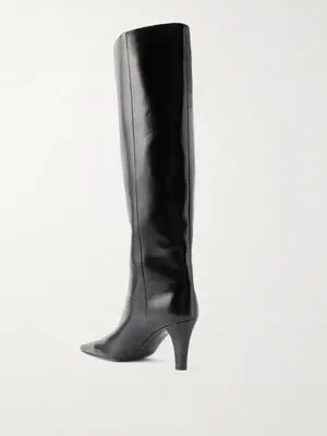 Saint Laurent Jill Glossed-leather Knee Boots - Black