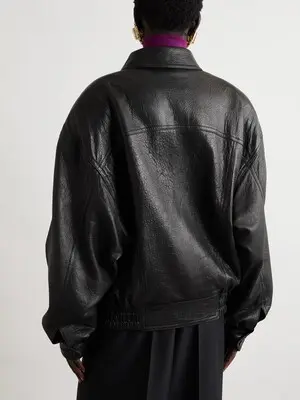 Saint Laurent Textured Leather Bomber Jacket