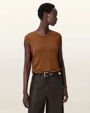 ALLSAINTS West Shimmer Tank Top - Brown