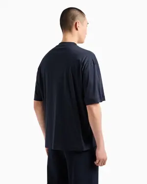 Giorgio Armani Denim Collection Cotton T-shirt With Embossed Logo - Blue