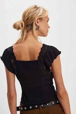 Free People Arlo Lace Top - Black