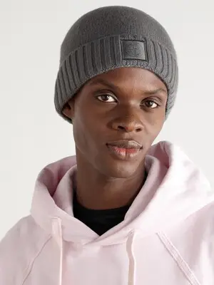 Stone Island Logo-appliquéd Cashmere Beanie - Gray