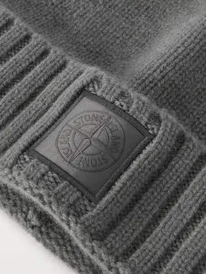 Stone Island Logo-appliquéd Cashmere Beanie - Gray