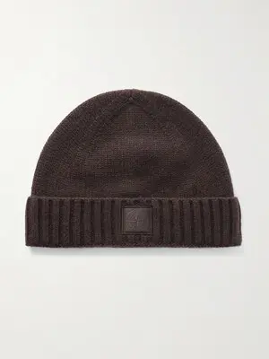 Stone Island Logo Appliquéd Cashmere Beanie Brown