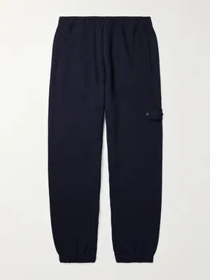 Stone Island Ghost Tapered Wool And Cotton-blend Jersey Sweatpants - Blue