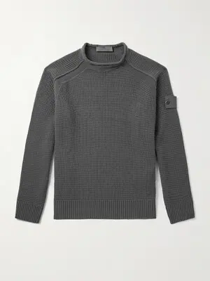 Stone Island Ghost Waffle-knit Virgin Wool Sweater - Gray
