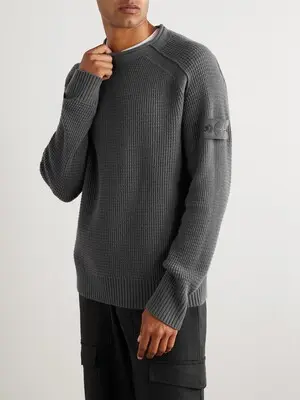 Stone Island Ghost Waffle-knit Virgin Wool Sweater