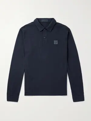 Stone Island Ghost Logo-appliquéd Cotton-jersey Polo Shirt - Blue