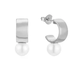 UNTAMED PETALS Leah Pearl Hoop Earrings - Silver