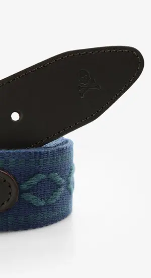 SCALPERS Geometric Patterned Belt - Blue
