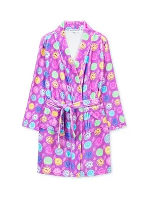PREPPY GOOSE Plush Smiley Faces Loungewear Robe