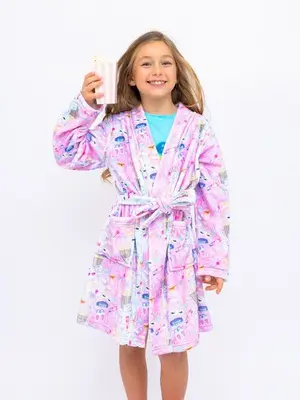 PREPPY GOOSE Plush Sleepover Loungewear Robe - Multicolor