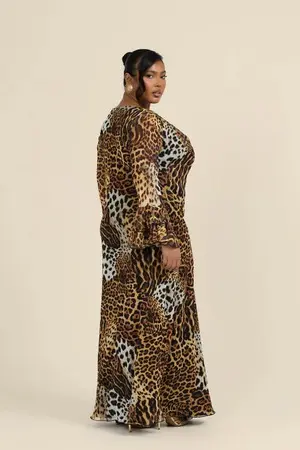 FASHION-SZN CURVE Leopard Print Maxi Dress