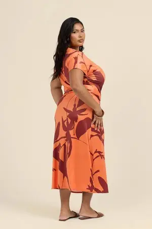 FASHION-SZN CURVE Floral Wrap Jersey Midi Dress