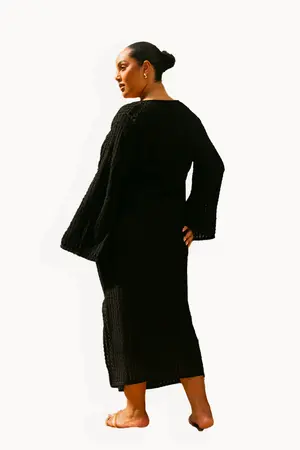 FASHION-SZN CURVE Crochet Resort Midi Skirt - Black