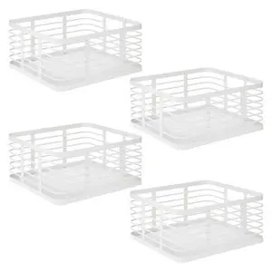 MDESIGN Metal Pantry Basket With Handlesset Of 4 - Matte White