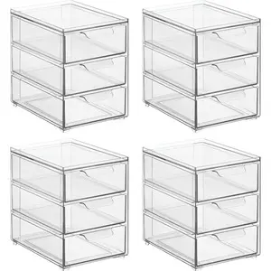 MDESIGN Idesign 3-drawer Stackable Organizer For Kitchen Or Pantryset Of 4 - Clear