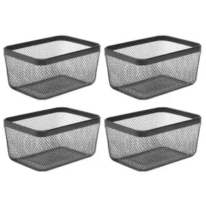 MDESIGN Metal Mesh Pantry Basket For Kitchen Organization And Storageset Of 4 - Black