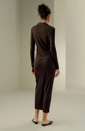 Lilysilk Silk Jersey Slim Shirt - Cocoa