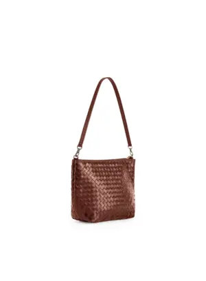 DEUX MAINS Woven Leather Shoulder Bag - Brown