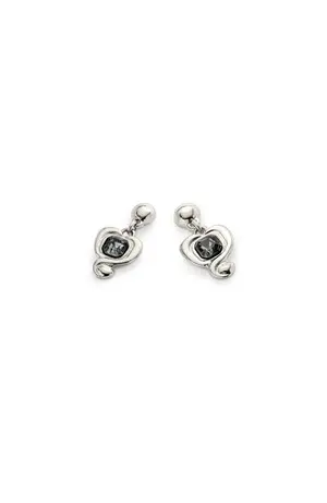 UNODE50 Heart And Crystal Drop Earrings