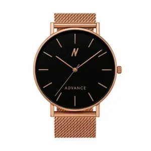 NCMPRBL Advance Crwn Mesh Bracelet Watch - Brushed Rose Gold/black