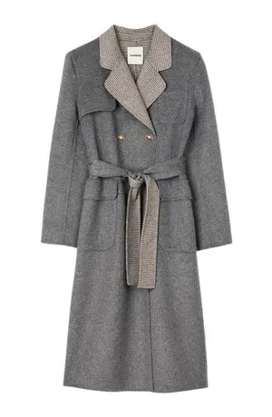 Sandro Double-faced Checked Coat - Grey
