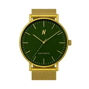 NCMPRBL Advance 40mm Mesh Strap Watch - Rich Yellow Gold/mineral Green