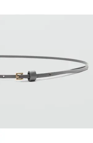 Mango Selection Mini Leather Belt - Gray