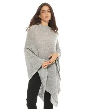 MONTICELLI CASHMERE Pure Cashmere Textured Knit Poncho - Light Gray
