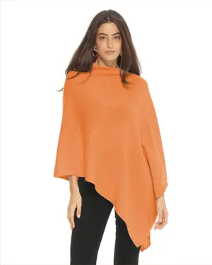 MONTICELLI CASHMERE Pure Cashmere Textured Knit Poncho - Saffron
