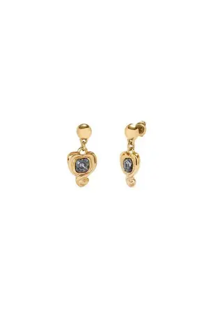 UNODE50 Heart & Crystal Drop Earrings - Gold