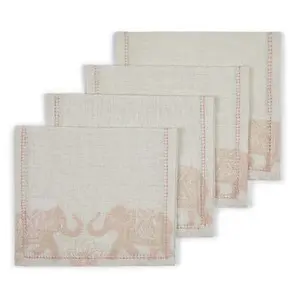 MAJKA Garden Elephant Cocktail Napkins - Seashell Gray