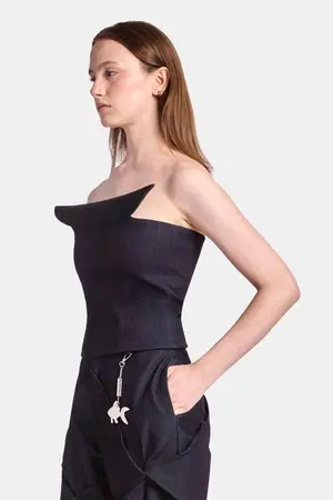 KATE BARTON Symmetrical Sculpted Denim Corset
