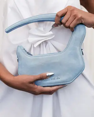KATE BARTON Pierced Leather Bag - Sky Blue