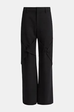 KATE BARTON Draped Knee Wool Trousers